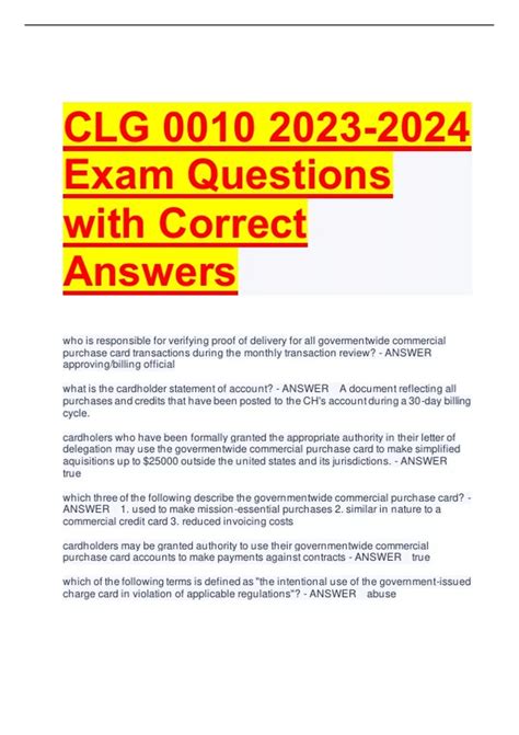Clg Exam Questions With Correct Answers Clg 0010 Stuvia Us
