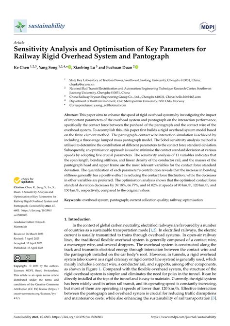 Pdf Sensitivity Analysis And Optimisation Of Key Parameters For Railway Rigid Overhead System