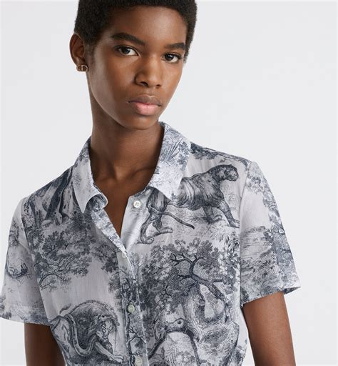 Robe Chemise Mi Longue Dioriviera Mousseline De Coton à Motif Toile De