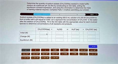 solved determine the quantity of sodium acetate ch3coona needed to