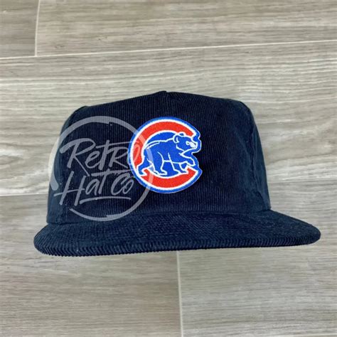Retro Chicago Cubs Patch On Navy Corduroy Hat