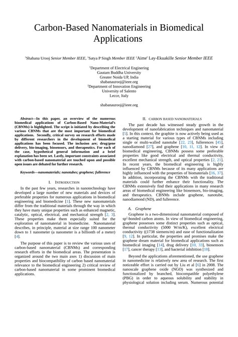 Pdf Carbon Based Nanomaterials In Biomedical Applications