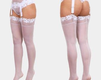 Daniella Tearproof Mesh Stockings White Lace Top Stockings Bridal