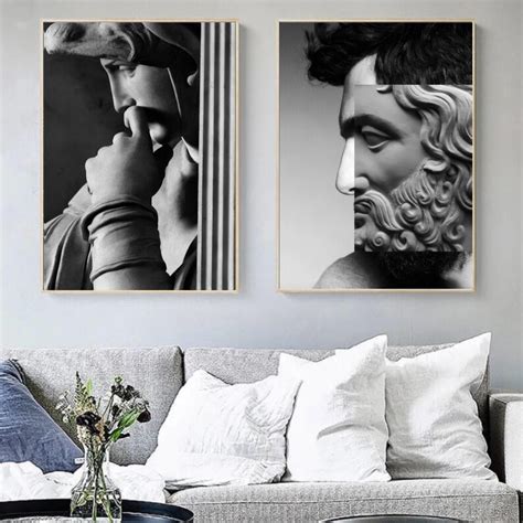 Michelangelo David Statue Wall Art Black And White Head Of David