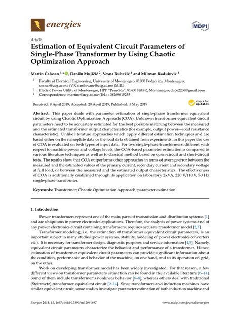 Estimation Of Equivalent Circuit Parameters Of Single Phase Transformer By Using Chaotic