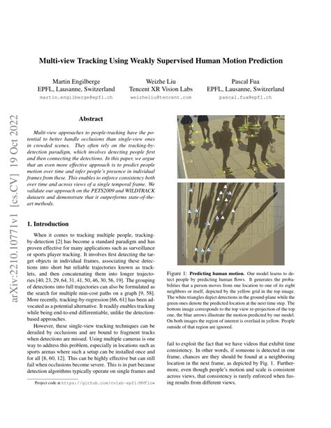 Pdf Multi View Tracking Using Weakly Supervised Human Motion Prediction