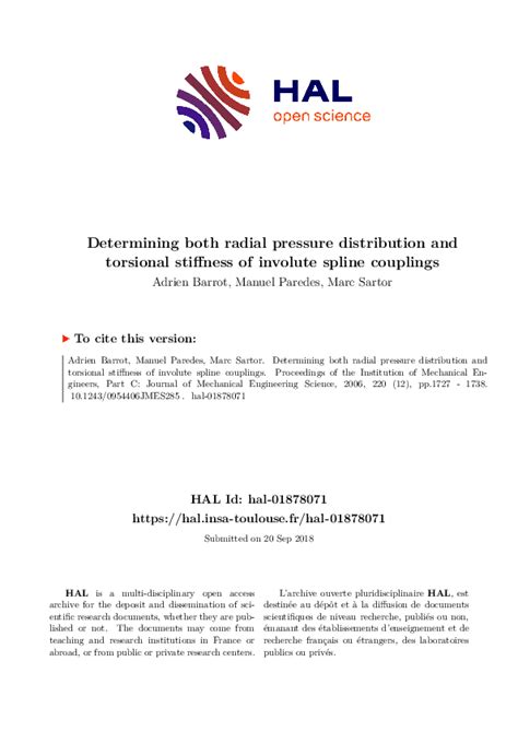 Pdf Determining Both Radial Pressure Distribution And Torsional