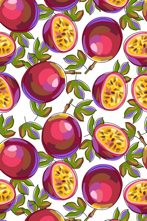 Passion Fruit Seamless Pattern Leaves On Stock Vector Royalty Free