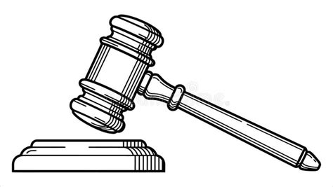 Judges Gavel Black And White Illustration Stock Vector