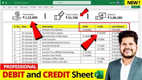 How To Make Professional Debit And Credit Sheet In Ms Excel Youtube
