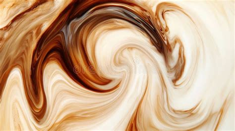 Swirling Coffee Gracefully Merges With Milk Creating An Abstract