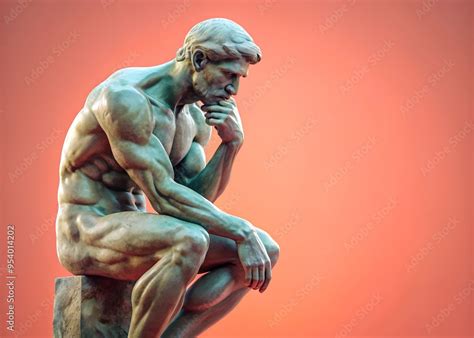 Classic Statue Of A Thinking Man In A Traditional Contemplative Pose
