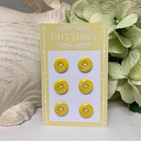 Vintage Yellow Button Set Plastic 1960s Dress Blouse Buttons Mid