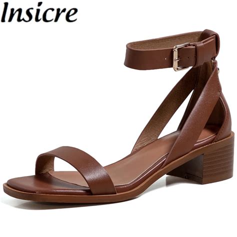 Insicre Women Sandals Full Genuine Leather 2021 Summer Classics Casual