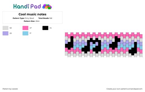 Cool Music Notes Pony Bead Pattern Kandi Pad Kandi Patterns Fuse
