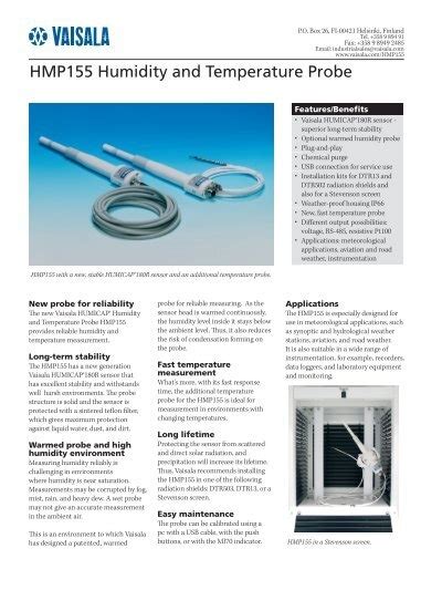 Hmp155 Humidity And Temperature Probe Scottech Scott
