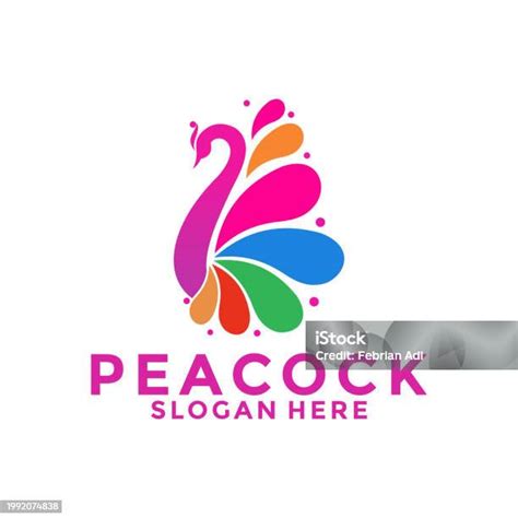 Luxurious Peacock Bird Logo Icon Abstract Peacock Colorful Logo Vector