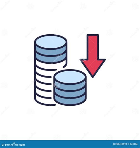 Down Arrow And Coins Vector Devaluation Concept Colored Icon Stock Vector Illustration Of