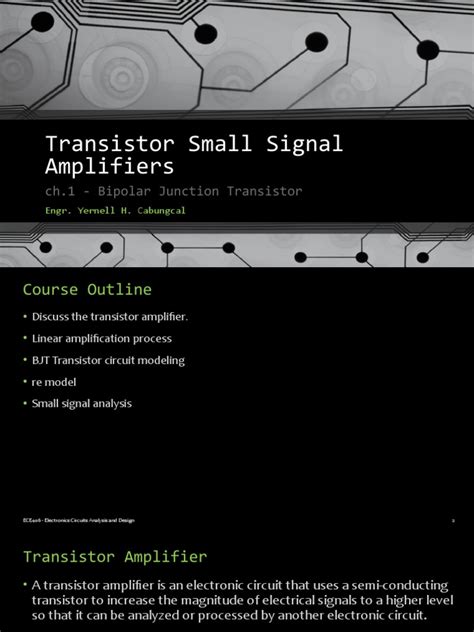Small Signal Analysis Pdf Bipolar Junction Transistor Amplifier
