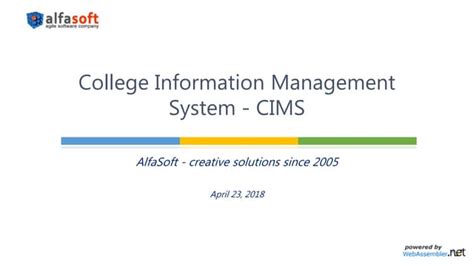 Alfasoft College Information Management System Cims Pptx