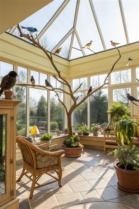 Sunroom With Trees And Plants Bird Friendly Home Design Bird Inside