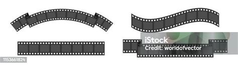 필름 스트립 프레임 라인을 설정 합니다 다른 모양 리본 영화 시네마 아이콘입니다 디자인 요소입니다 흰색 배경입니다 격리 평면