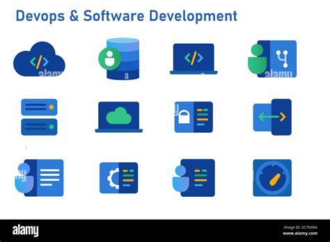 Devops Software Development Icon Set Coding Programming Cloud Computing