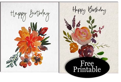 Free Printable Flower Floral Birthday Cards Flower Birthday Cards