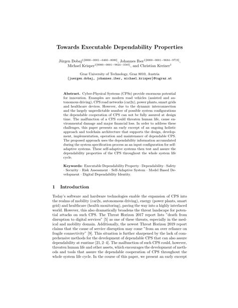 Pdf Towards Executable Dependability Properties 25th European