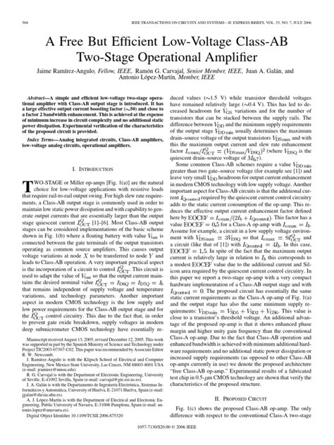 Afreebutefficientlow Voltageclass Abtwo Stageoperational