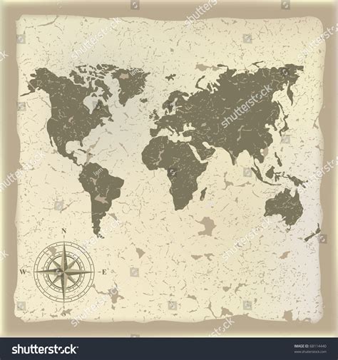 Abstract Background Olden Map Compass Stock Illustration 68114440