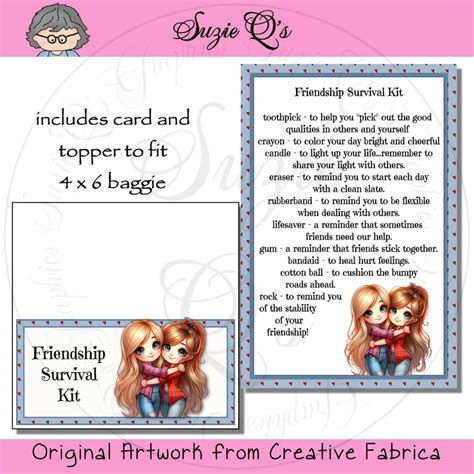 Friendship Survival Kit Includes Topper And Card Digital Printable