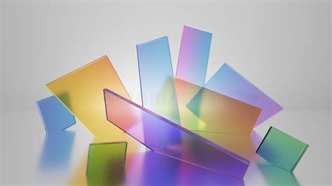 3d Render Abstract Geometric Wallpaper Colorful Translucent Glass