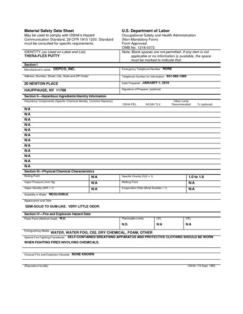Thera Flex Putty Msds Download