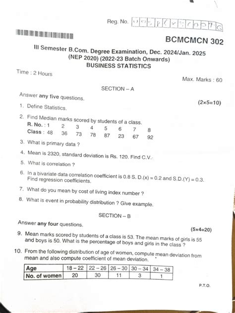 Statistics Question Paper Pdf
