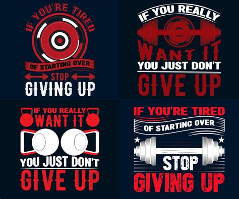 Gym Fitness Motivational Quote T Shirt Design Bundle Best Motivational