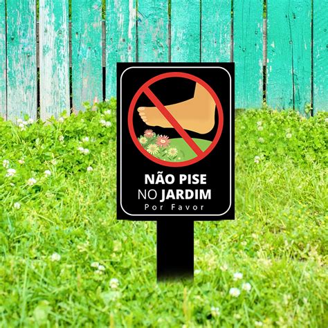 Placa Não Pise Na Grama Com Suporte Resistente Shopee Brasil