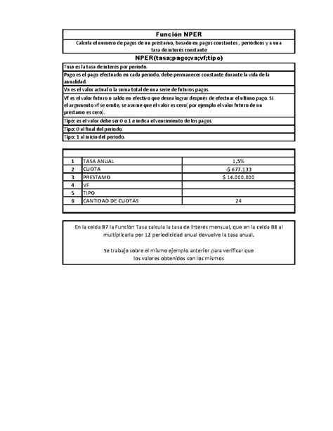 Nper Excel Avanzado 1 Tasa Anual 15 2 Cuota 677 3 Prestamo
