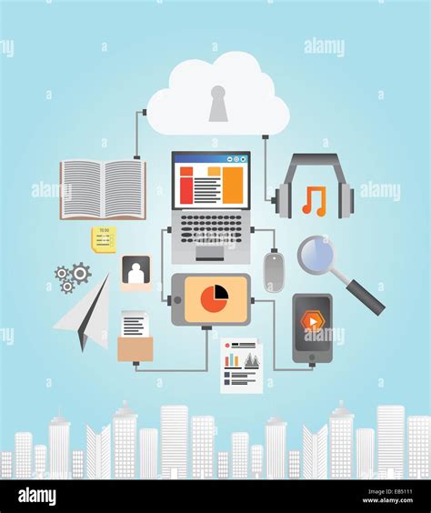 Media Devices Vector With Cloud Stock Vector Image And Art Alamy