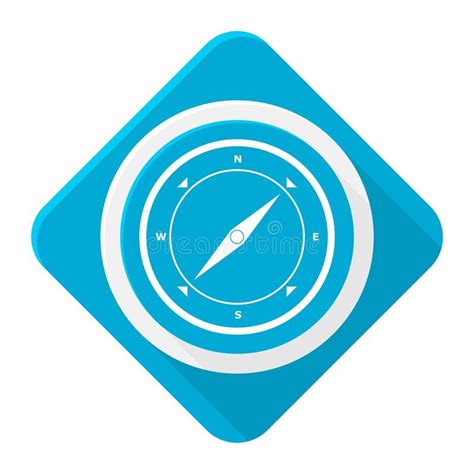 Blue Icon Compass With Long Shadow Stock Vector Illustration Of Blue