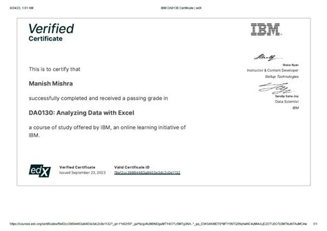 I Earned An Ibm Certificate In Excel Analyzing Data Manish Mishra