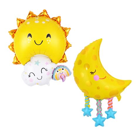 Jual Balon Sun Moon Awan Bunga Jumbo Birthday Party Pesta Ulang Tahun Ultah Foil Matahari Bulan
