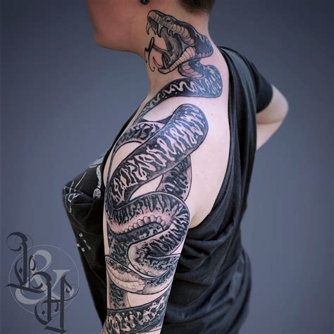 Black And Grey Realism Snake Tattoo Love N Hate