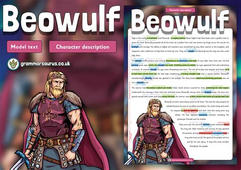 Year 4 Model Text Character Description Beowulf Grammarsaurus