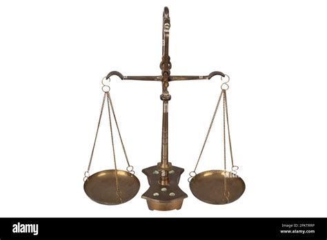Bronze Traditional Balance Scale Isolated On White Background Stock