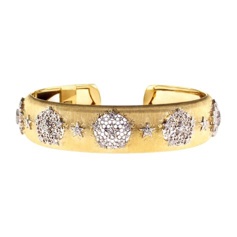 Diamond Gold Bamboo Cuff Bangle Bracelet At 1stdibs