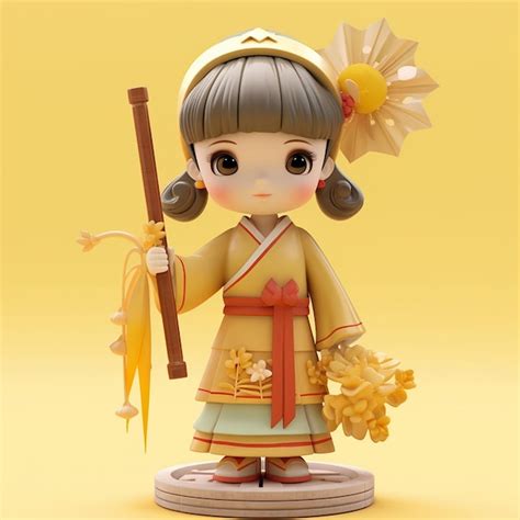 Premium Ai Image A Doll With A Sword And A Flower On It
