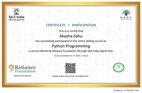 Pythonprogramming Skillindia Reliancefoundation Sidh Akasha Sahu