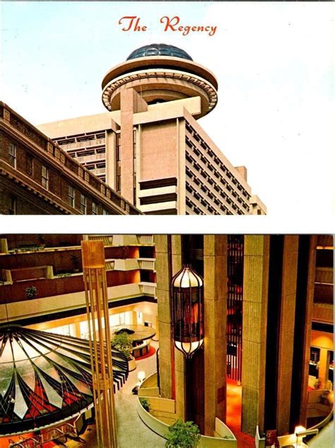2~postcards Atlanta Ga Georgia Regency Hyatt House Hotel And Lobbyglass
