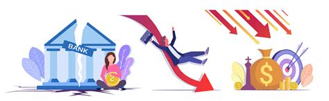 Set Falling Arrows Decrease Economy Stretching Rising Drop Financial